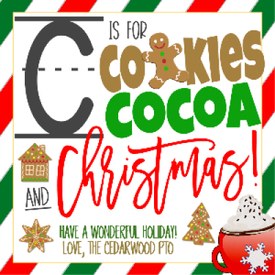 Christmas Teacher Gift Tags, C is for Caffeine and Cocoa - Templett Shop