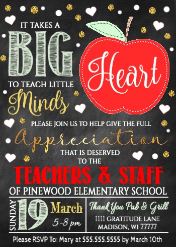 Teacher & Staff Appreciation Week Breakfast or Luncheon Invitation ...