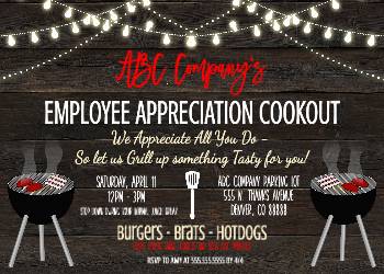 Employee Appreciation BBQ Party Invitation - Templett Shop