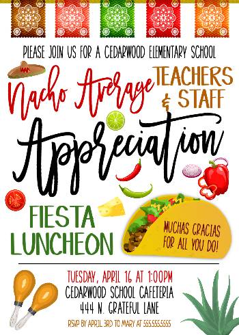 Fiesta Appreciation Invitation, Nacho Average Appreciation Luncheon ...