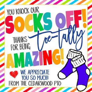 Sock Gift Tags Staff, Mani Pedi Gift, Toe-Tally Amazing Teacher Thank ...