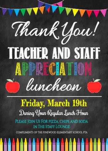 Teacher & Staff Appreciation Week Luncheon Invitation - Templett Shop