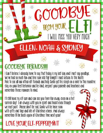 Elf Letter Set, I'm Back Hello from your Elf, Goodbye from Elf ...