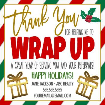 Christmas Realtor Wrapping paper pop by gift tag - Templett Shop