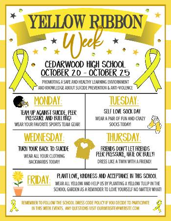 Yellow Ribbon Week Itinerary Flyer - Templett Shop