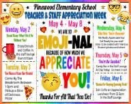 Teacher Appreciation Week Itinerary Schedule - Templett Shop