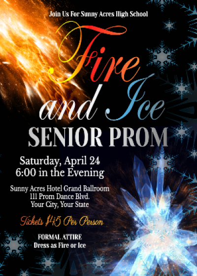 Fire and Ice Prom Invite Template - Templett Shop