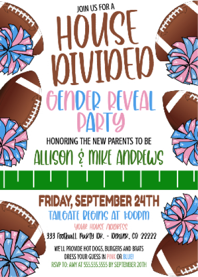 Football Gender Reveal Invitation - Templett Shop
