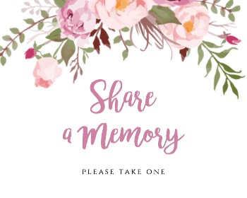 Pink Floral Share a Memory Sign Template, In Loving Memory Funeral Sign ...