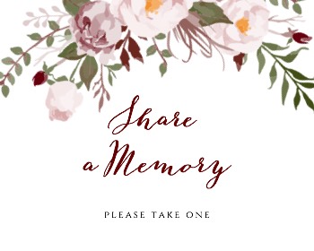 Burgundy Floral Share a Memory Sign Template, Printable + Editable ...