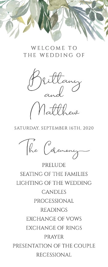 Greenery Wedding Program Template, DIY Printable Ceremony Program ...