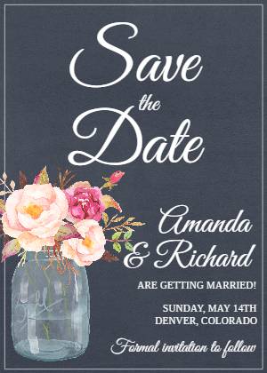 Navy Floral Save the Date Wedding Template - Floral Save the Date Card ...
