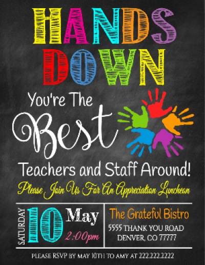 Teacher Appreciation Staff Invitation - Templett Shop